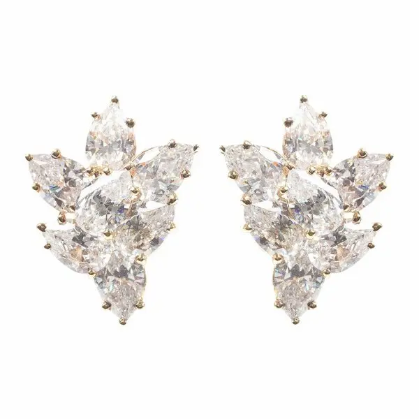 FANTASIA BY DESERIO Earrings 6x4 Ps Cluster Cj21jr/cz - White Gold Plated