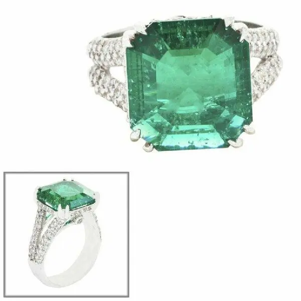 FANTASIA BY DESERIO Asscher Cut Emerald Ring - White Gold