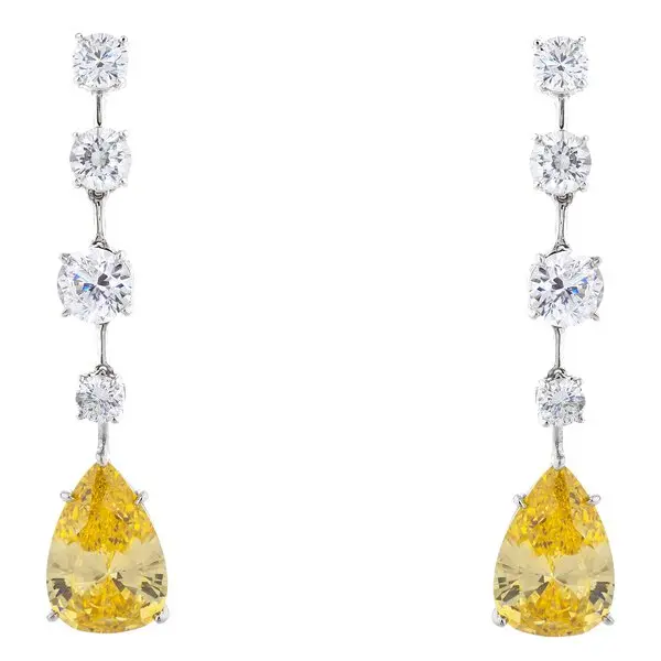 FANTASIA BY DESERIO Multi Shape Drop Earrings Ef1382/can/cz - White Gold Plated