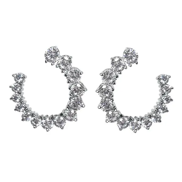 FANTASIA BY DESERIO Brilliant Cut Swirl Earrings - White Gold