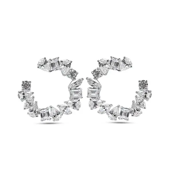 FANTASIA BY DESERIO Multi Shape Swirl Earrings - White Gold