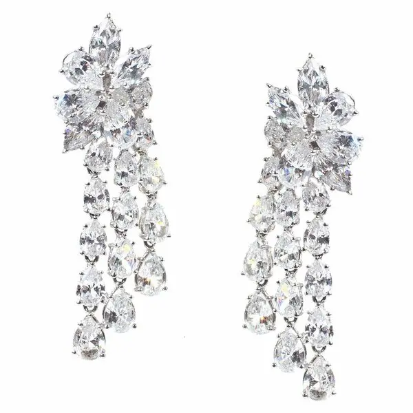 FANTASIA BY DESERIO Shooting Star Cluster Drop Earrings - Yellow Gold Plated