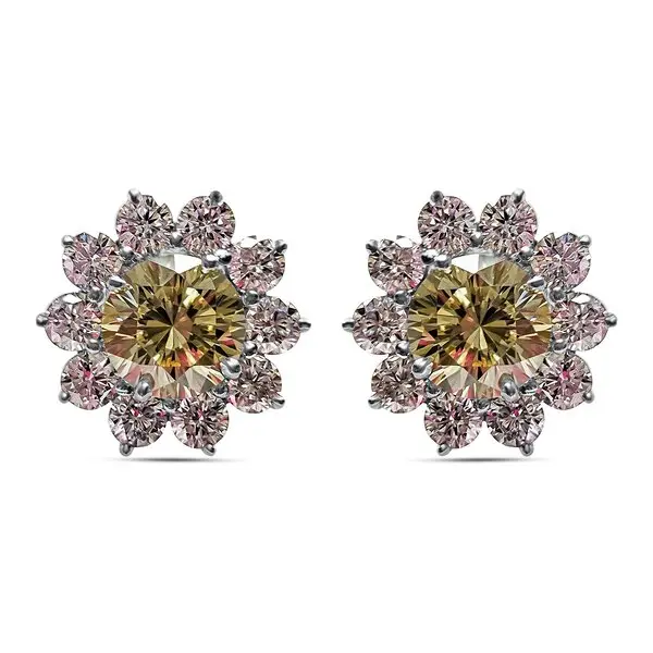 FANTASIA BY DESERIO 1.25ct Canary Halo Stud Earrings - Yellow Gold Plated