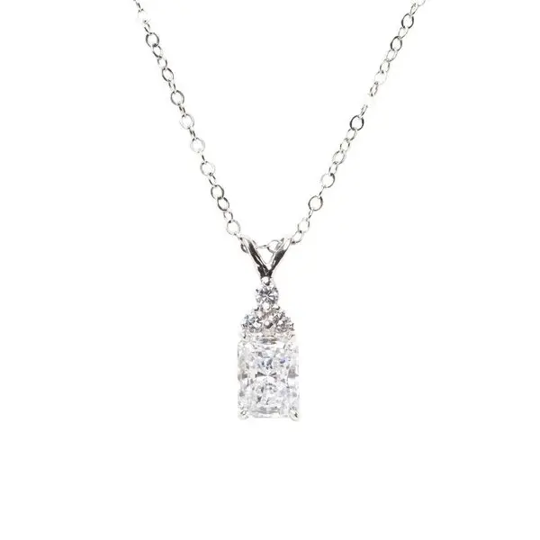 FANTASIA BY DESERIO 1.5ct Emerald Cut Pendant - White Gold Plated