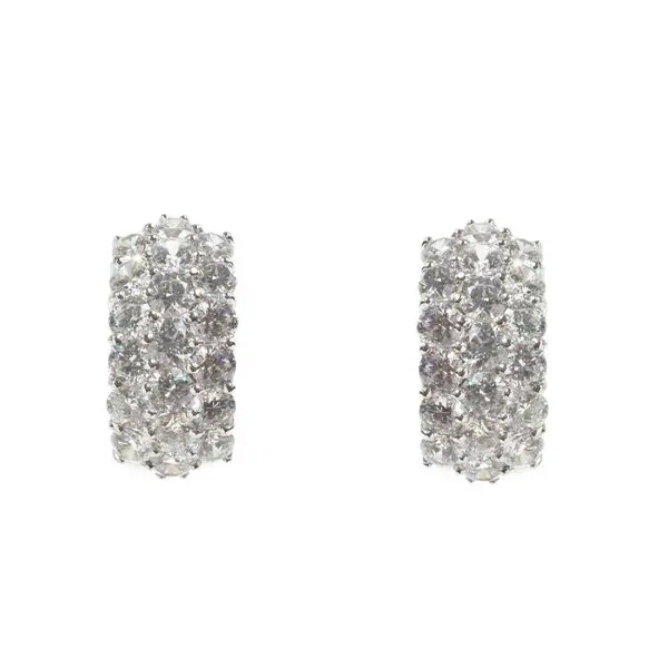 FANTASIA BY DESERIO Round Stone Earrings - White Gold Plated