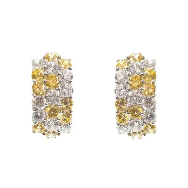 FANTASIA BY DESERIO Round Stone Earrings - White Gold Plated
