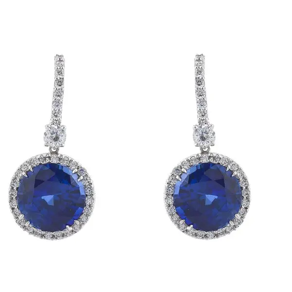 FANTASIA BY DESERIO Sapphire Drop Earrings - Yellow Gold Plated
