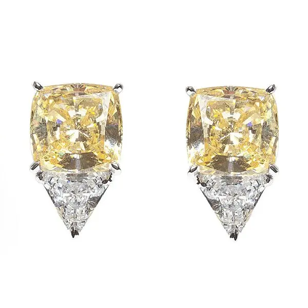 FANTASIA BY DESERIO Stud Earrings With Simulated Diamond - Yellow Gold Plated