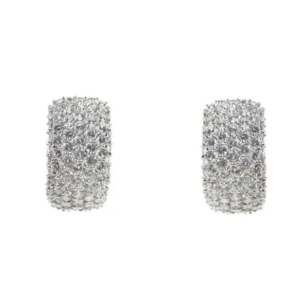 FANTASIA BY DESERIO Large Pave Earrings Ef203/cz - Yellow Gold Plated