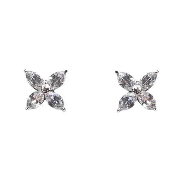 FANTASIA BY DESERIO Marquise Earrings - White Gold Plated