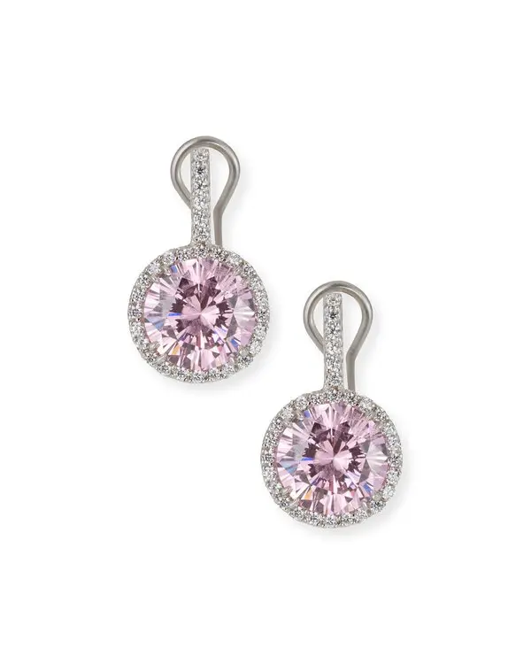 FANTASIA BY DESERIO Solitaire & Pave Drop Earrings - White Gold Plated