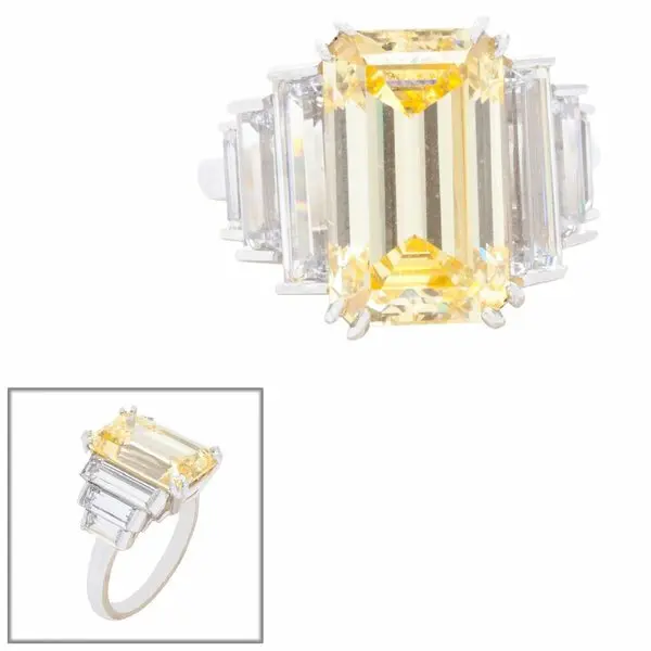 FANTASIA BY DESERIO Ring With Emerald Cut And Cubic Zirconia - Yellow Gold