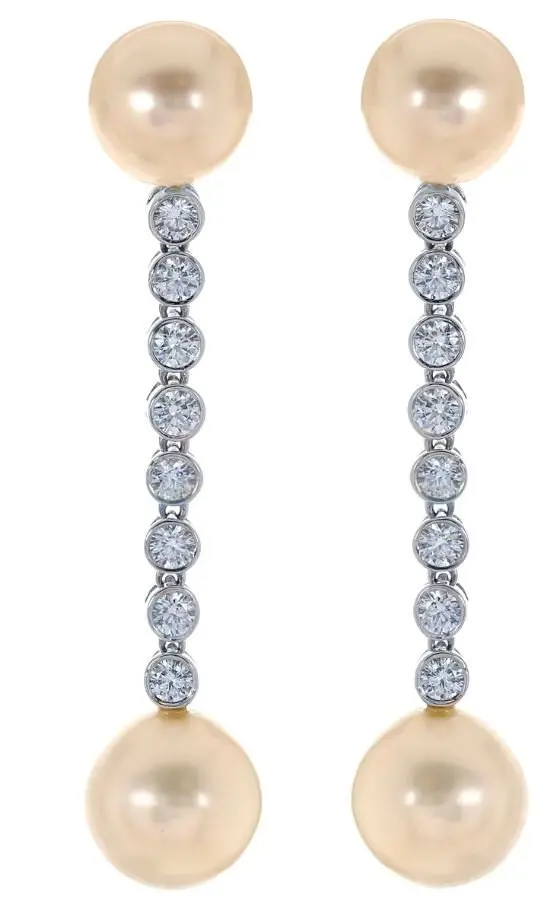 FANTASIA BY DESERIO Pearl And Simulated Diamond Drop Earrings - White Gold Plated