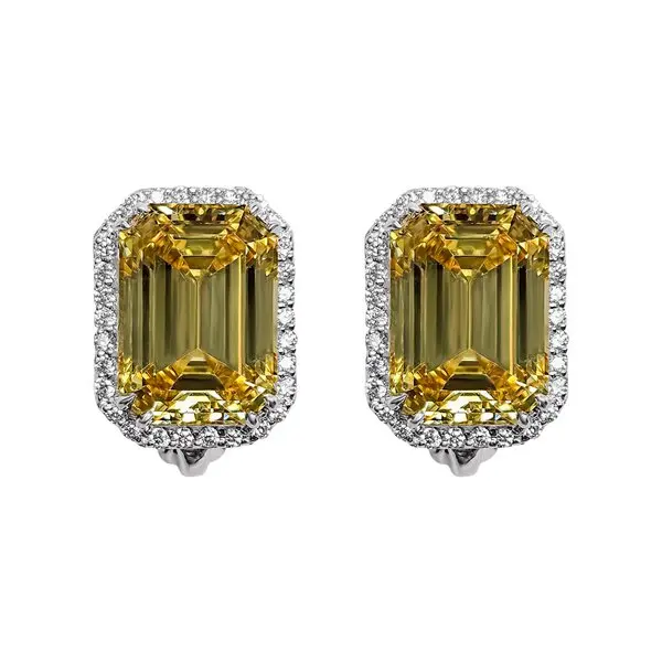 FANTASIA BY DESERIO 18ct Tdw Emerald Cut Stud Earrings - White Gold Plated