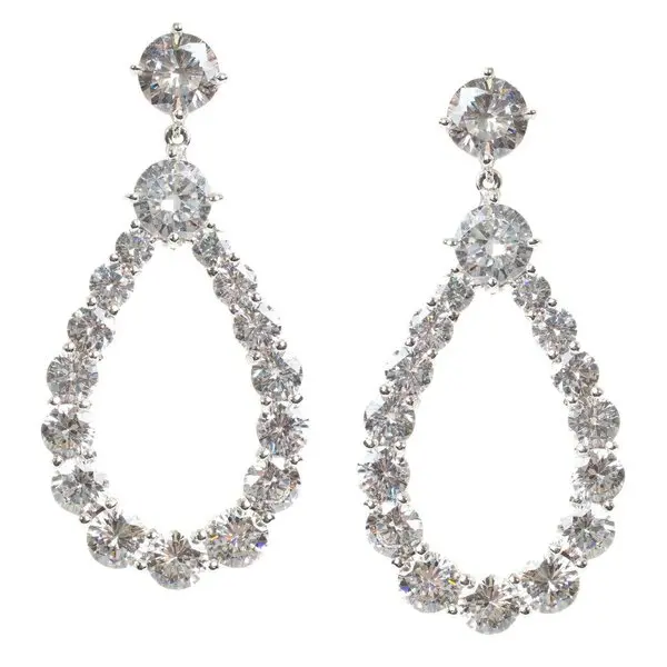 FANTASIA BY DESERIO Pear Drop Earrings - White Gold Plated