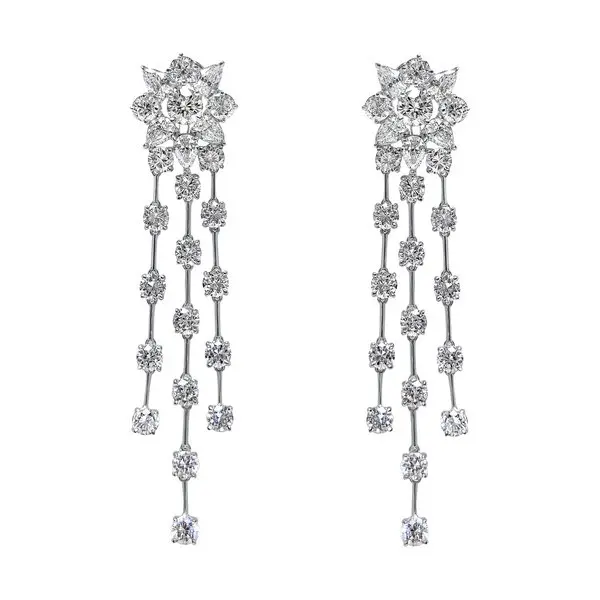 FANTASIA BY DESERIO Chandelier Drop Earrings Ef1104/cz - White Gold Plated