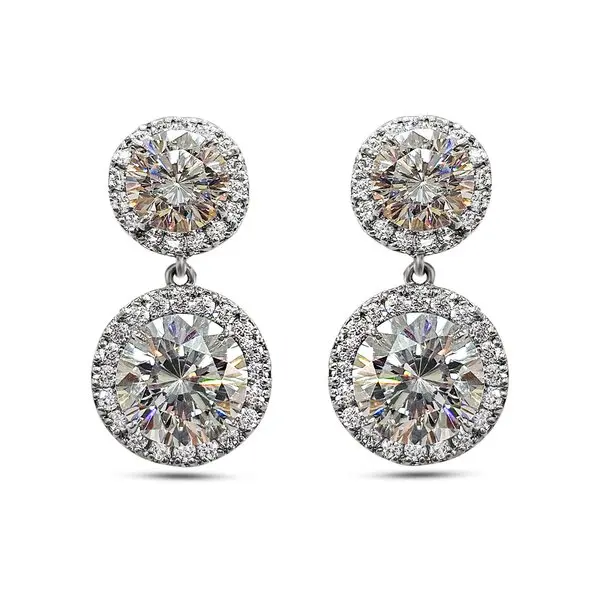 FANTASIA BY DESERIO Drop Pave Earrings - White Gold Plated