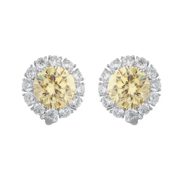 FANTASIA BY DESERIO 6.5ct Solitaire Stone Earrings - Yellow Gold Plated