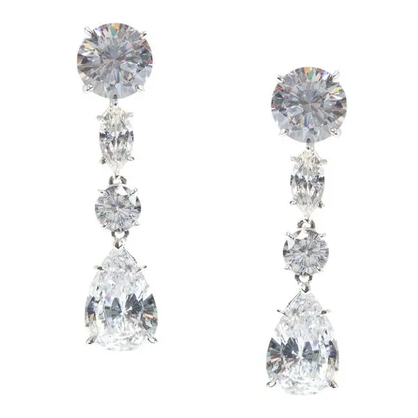 FANTASIA BY DESERIO Ef617/cz Drop Earrings - Yellow Gold Plated