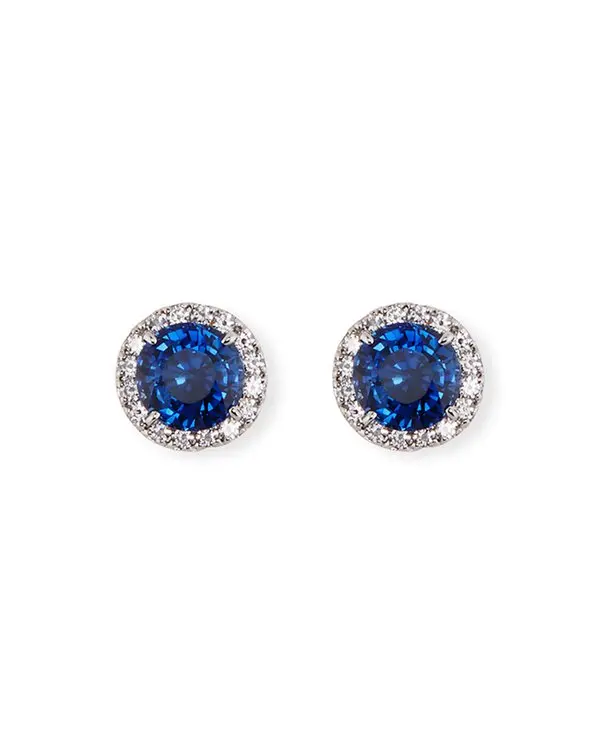 FANTASIA BY DESERIO My Wedding Wardrobe Sapphire And Pave Studs With Vermeil - Yellow Gold Plated