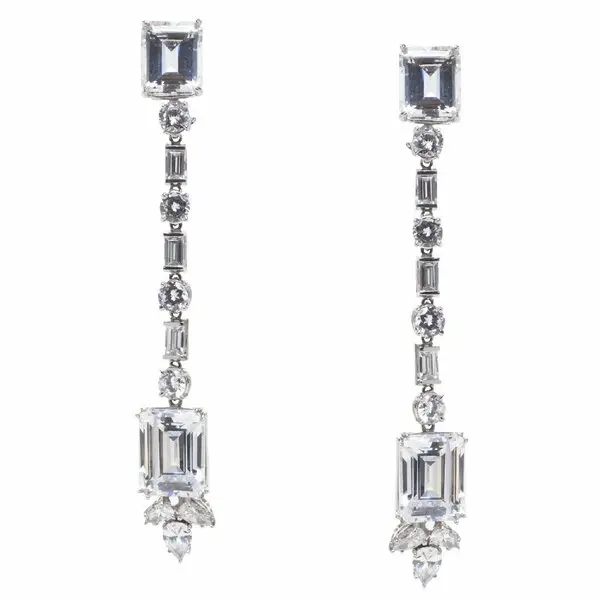 FANTASIA BY DESERIO Large Flex Earrings - White Gold Plated