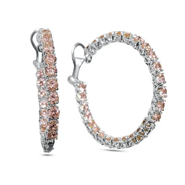 FANTASIA BY DESERIO Inside/outside Hoop Earrings - White Gold Plated