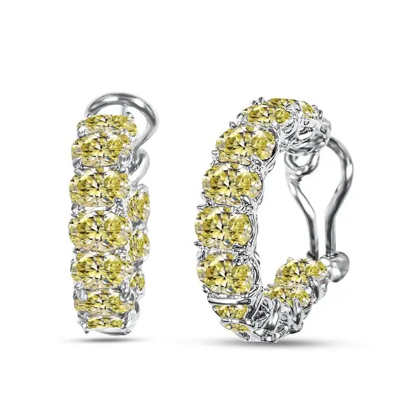 FANTASIA BY DESERIO Canary Simulated Diamond Hoop Earrings - Yellow Gold Plated