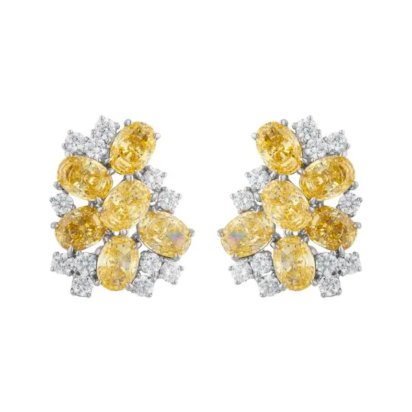 FANTASIA BY DESERIO Cluster Earrings Ef1479/can/cz - Yellow Gold Plated