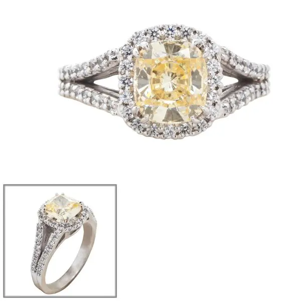 FANTASIA BY DESERIO Cushion Cut Canary Ring - Yellow Gold