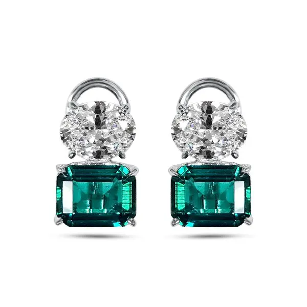 FANTASIA BY DESERIO Oval And Emerald-cut Double Stud Earrings - White Gold Plated