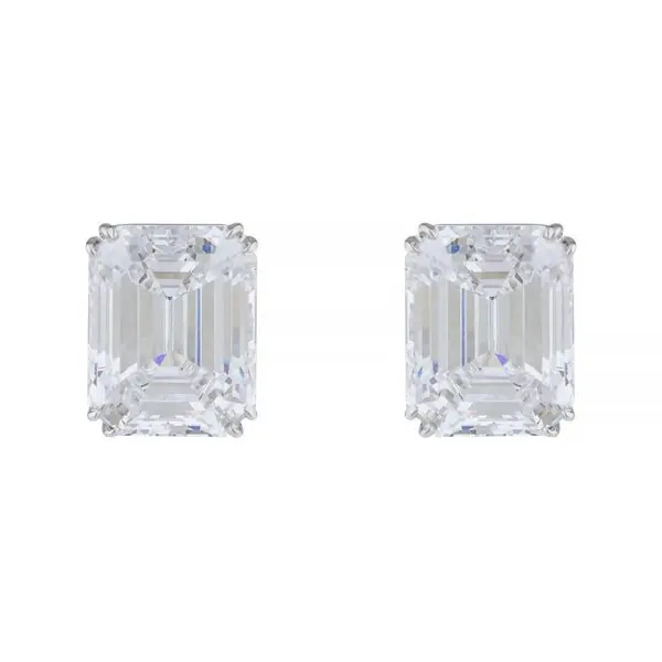 FANTASIA BY DESERIO Emerald Cut Clip-on Stud Earrings - Yellow Gold Plated