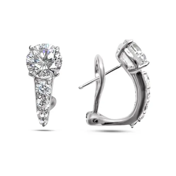 FANTASIA BY DESERIO 2ct Stud Earrings With Pave - White Gold Plated