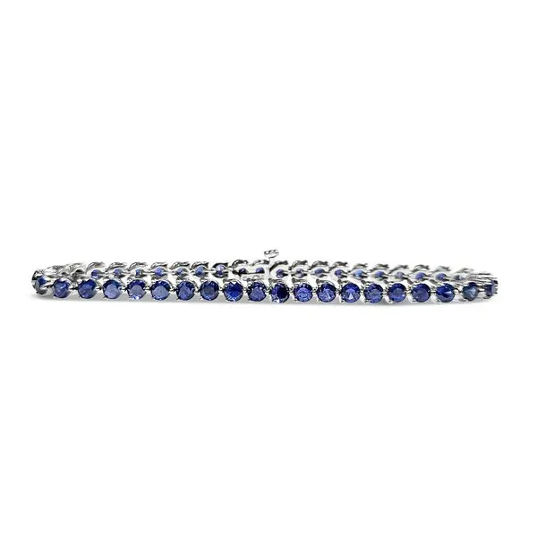 FANTASIA BY DESERIO Sapphire Tennis Bracelet - Yellow Gold Plated