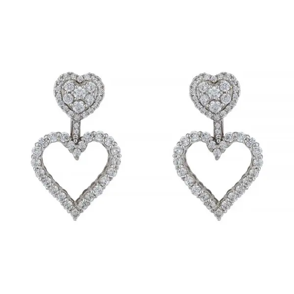 FANTASIA BY DESERIO Pave Heart Drop Earrings - Yellow Gold Plated