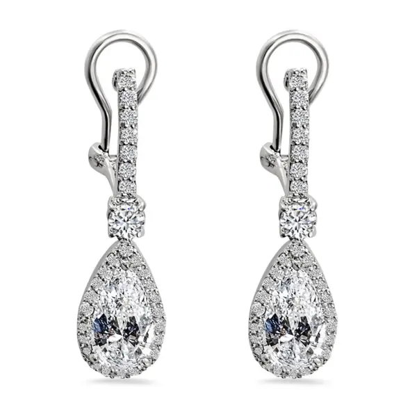 FANTASIA BY DESERIO Pear Drop Earrings - White Gold Plated