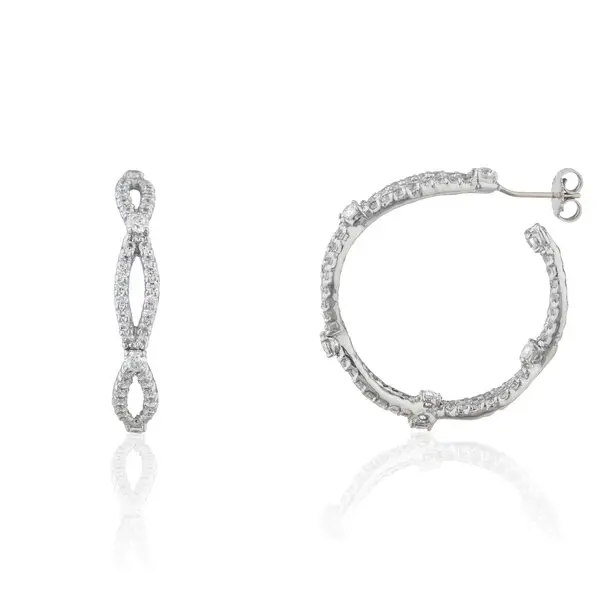FANTASIA BY DESERIO Woven Hoop Earrings - White Gold Plated