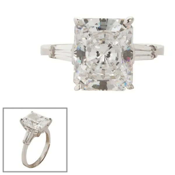FANTASIA BY DESERIO 4.5 Tcw Emerald Cut Ring - White Gold