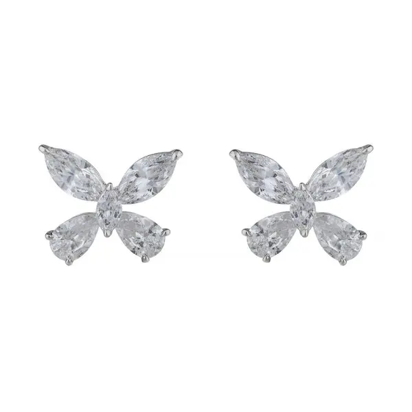 FANTASIA BY DESERIO Butterfly Stud Earrings - White Gold Plated