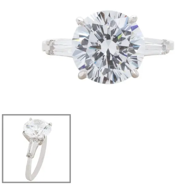 FANTASIA BY DESERIO Ring With Round Cut Center And Baguette Cut Stones - White Gold