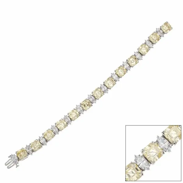 FANTASIA BY DESERIO Canary Asscher And Marquise Bracelet - Yellow Gold Plated