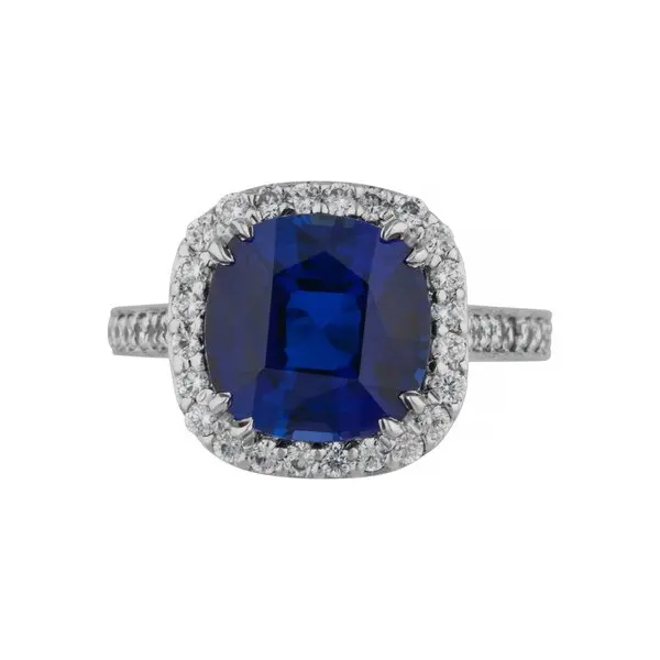 FANTASIA BY DESERIO Sapphire Cushion-cut Halo Ring - Yellow Gold
