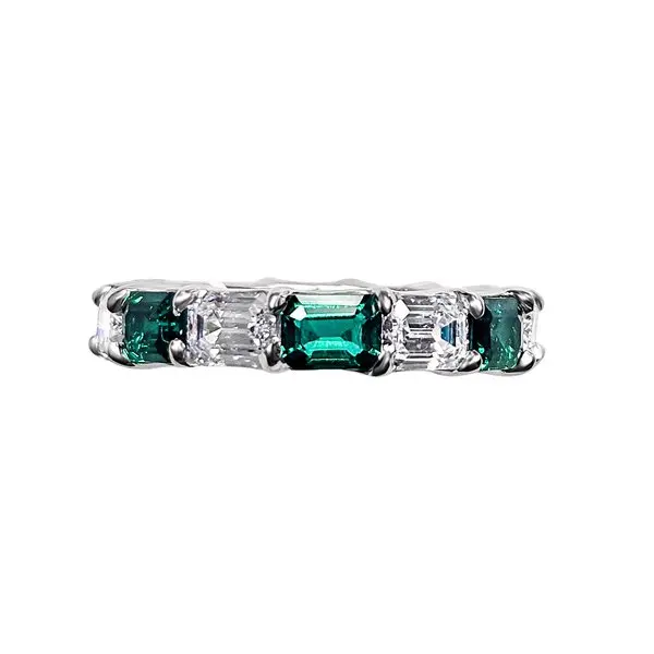 FANTASIA BY DESERIO Eternity Band With Lab Grown Emeralds - White Gold
