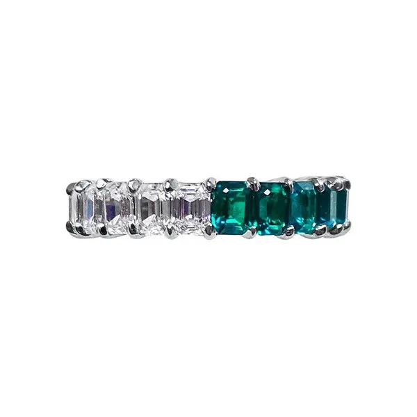 FANTASIA BY DESERIO Eternity Band With Lab Grown Emerald And Synthetic Diamonds - Yes