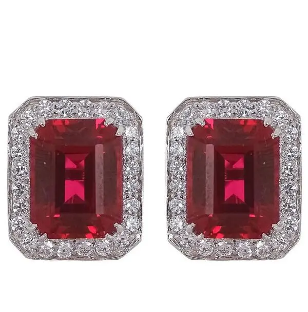 FANTASIA BY DESERIO Earrings Ruby Cz Ef802omg - White Gold Plated