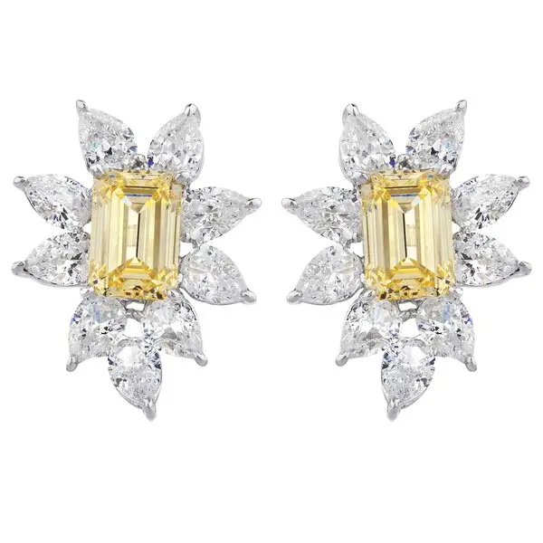 FANTASIA BY DESERIO Cluster Earrings - White Gold Plated