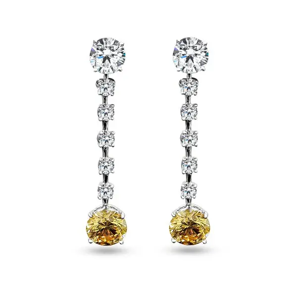FANTASIA BY DESERIO Round Drop Earrings - Yellow Gold Plated