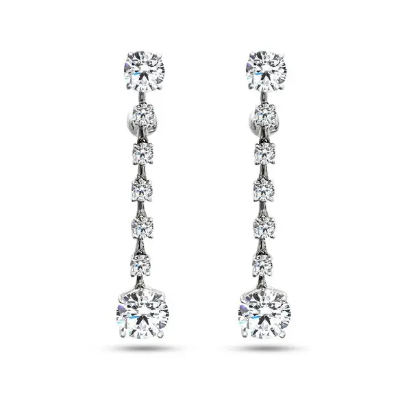 FANTASIA BY DESERIO Round Drop Earrings - White Gold Plated