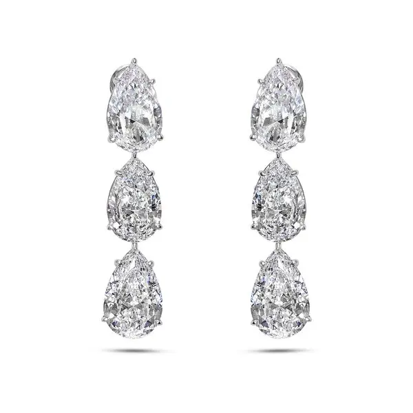 FANTASIA BY DESERIO Pear Drop Earrings - White Gold Plated