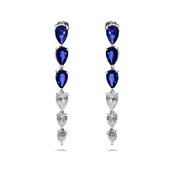 FANTASIA BY DESERIO Graduated Sapphire And Pear Drop Earrings - One-color