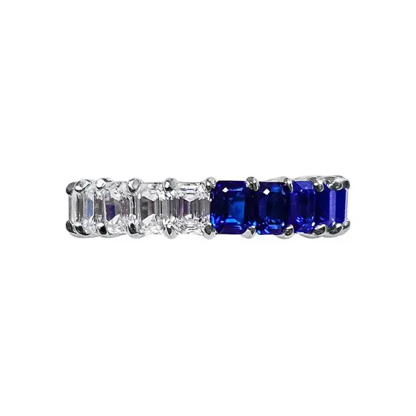 FANTASIA BY DESERIO Eternity Band With Lab Grown Sapphire And Synthetic Diamond - Yes